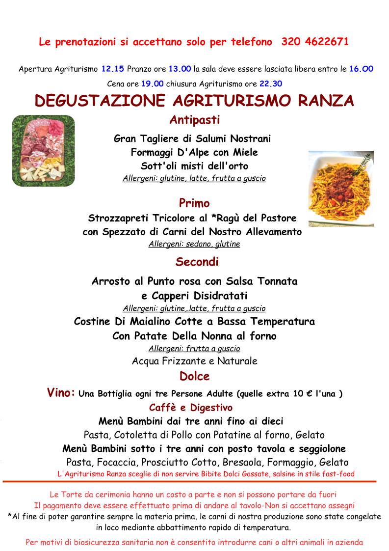 Menu da Agriturismo Ranza ristorante, Milano