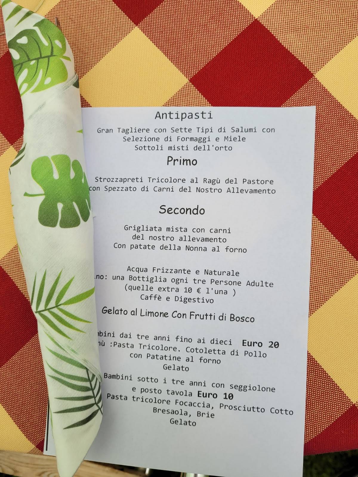 Menu da Agriturismo Ranza ristorante, Milano