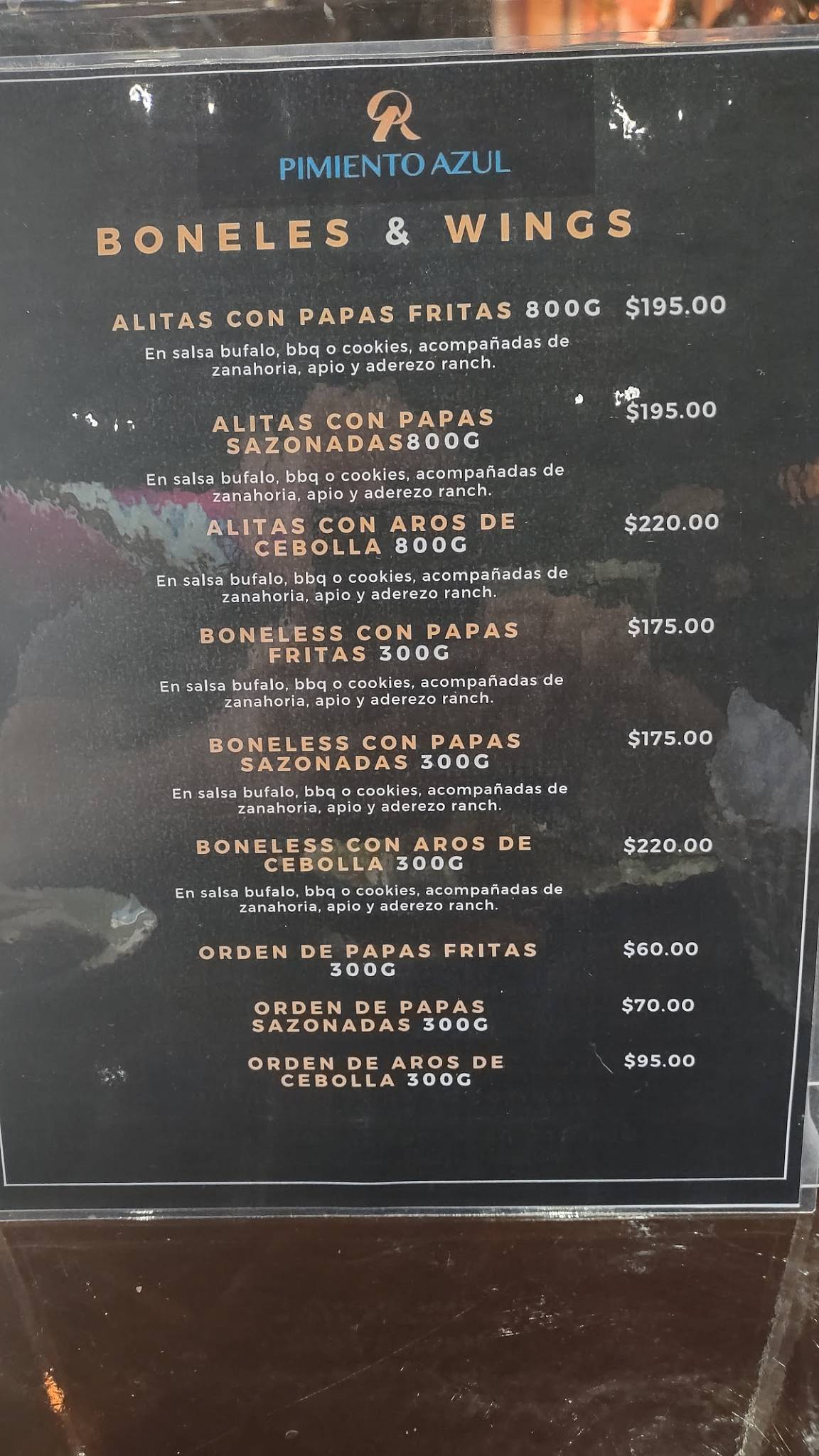 Menu at Pimiento Azul restaurant, Agua Prieta