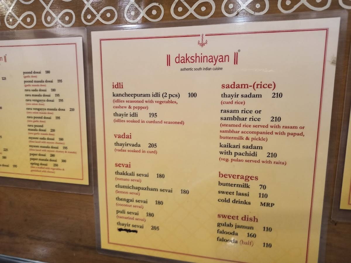Menu at Dakshinayan, Ahmedabad, 427 Sarthik complex