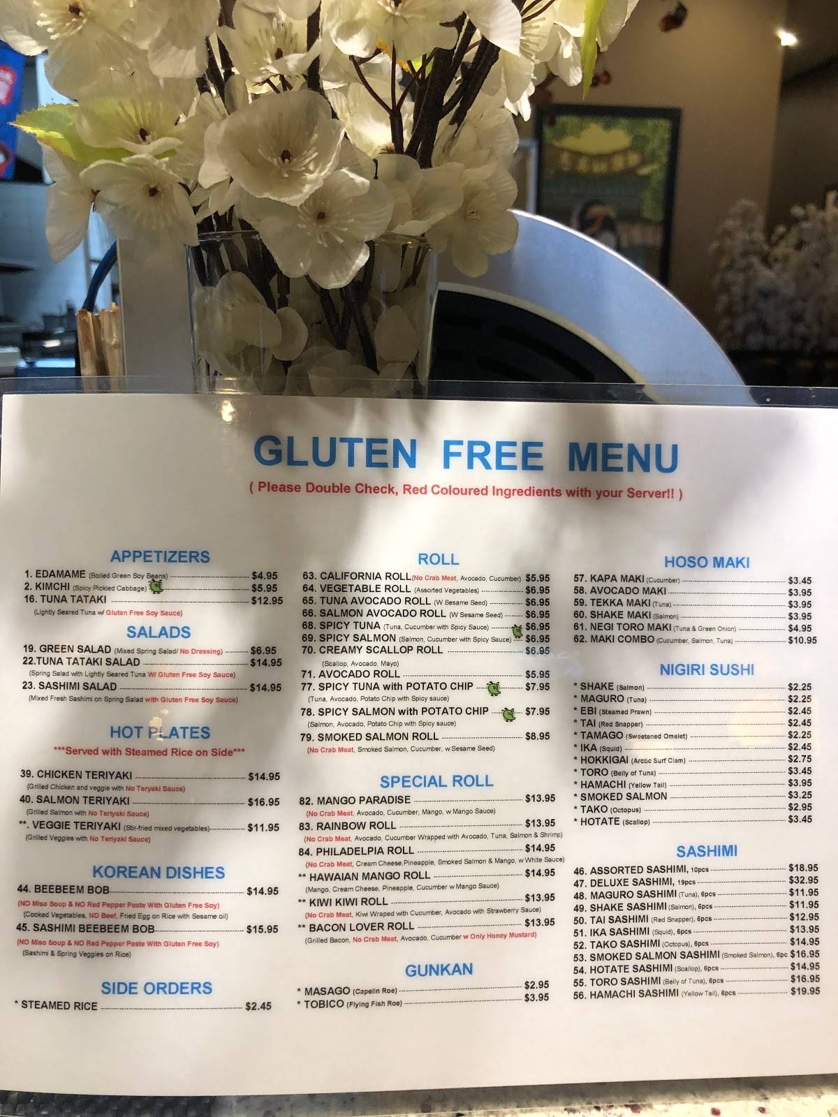 Menu at Zenbu restaurant, Airdrie