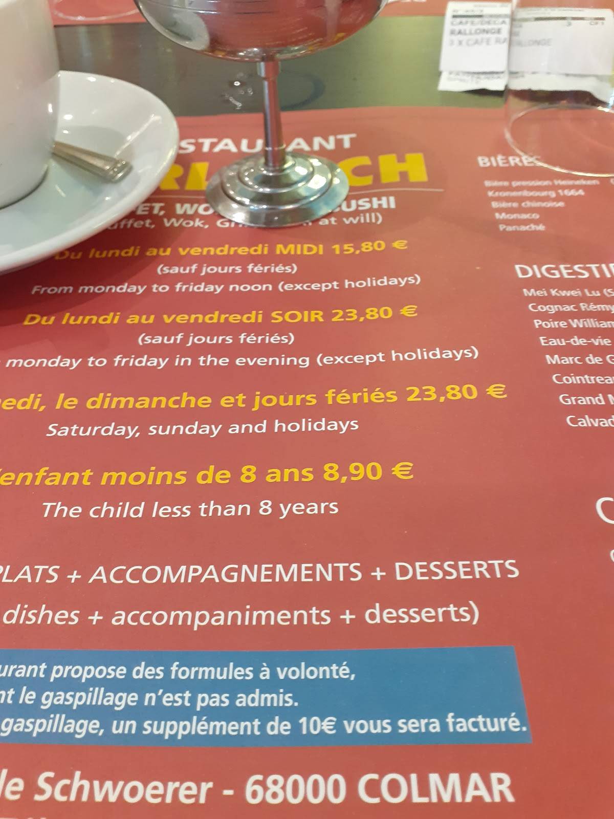 Menu au Airlunch Buffet Wok Grill À Volonté restaurant, Colmar