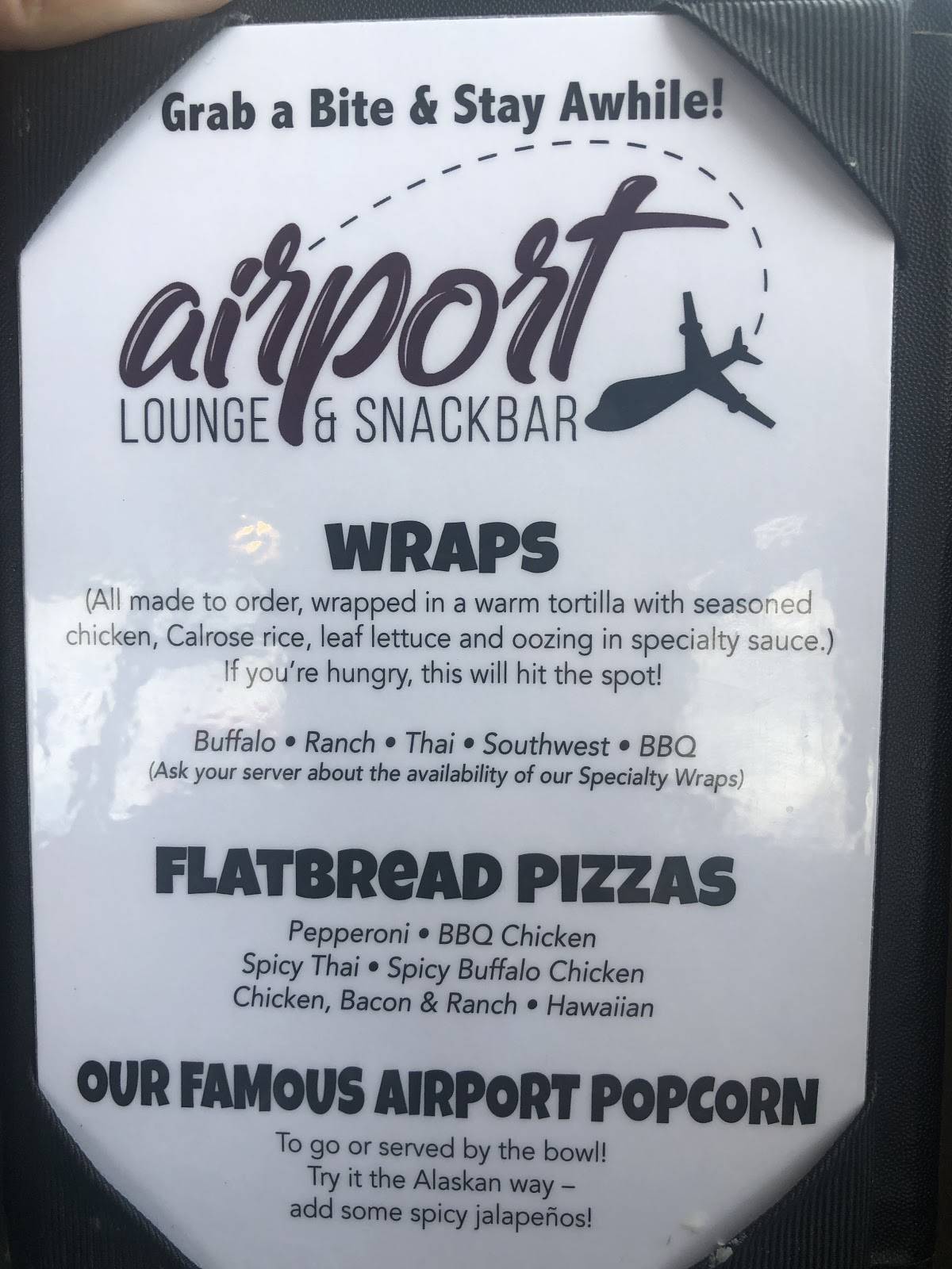 Menu at Airport Lounge & Snack Bar, Ketchikan, Airport Terminal Way