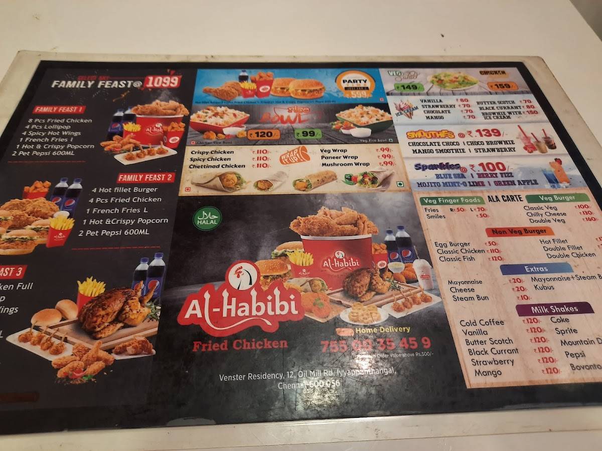 Menu at Al Habibi Fried Chicken Restaurant (Oil Mill road ...