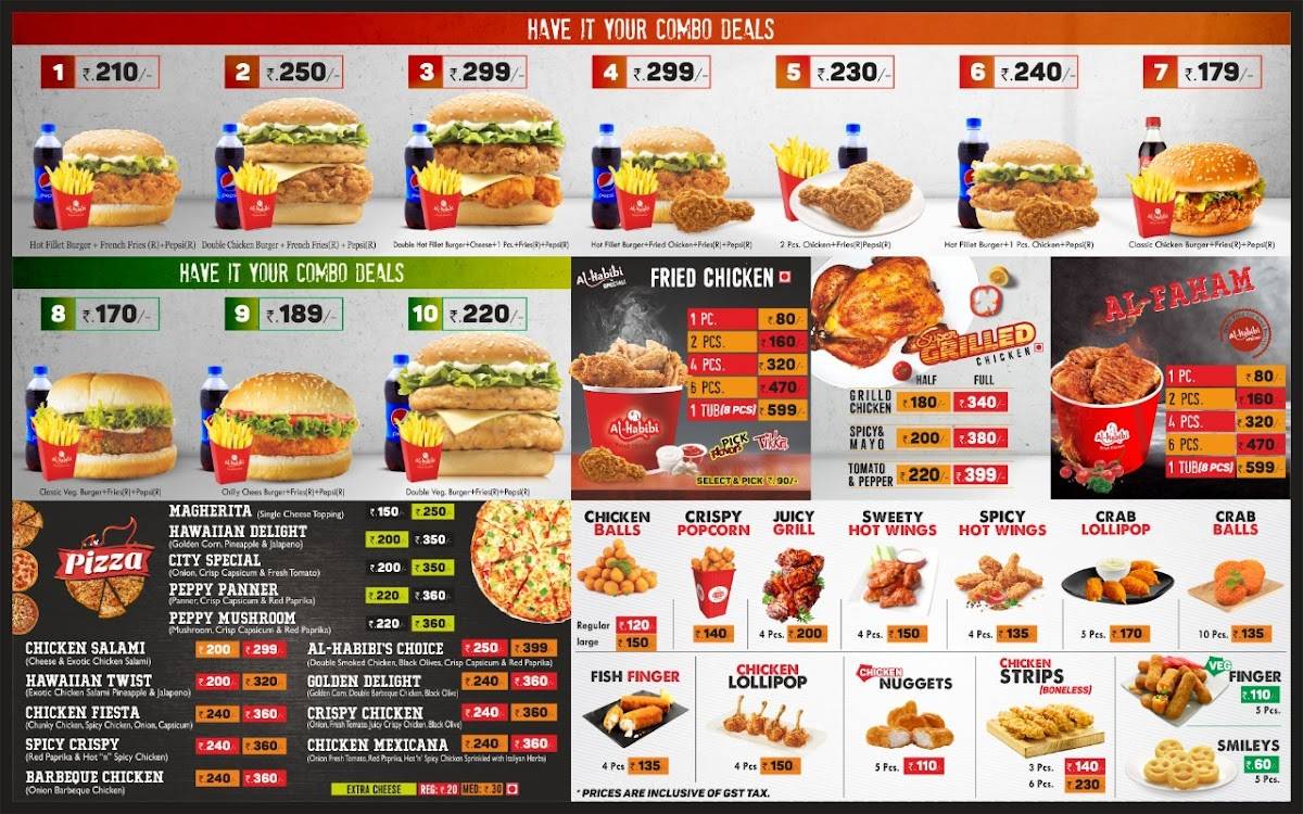 Menu at Al Habibi Fried Chicken Restaurant (Oil Mill road ...