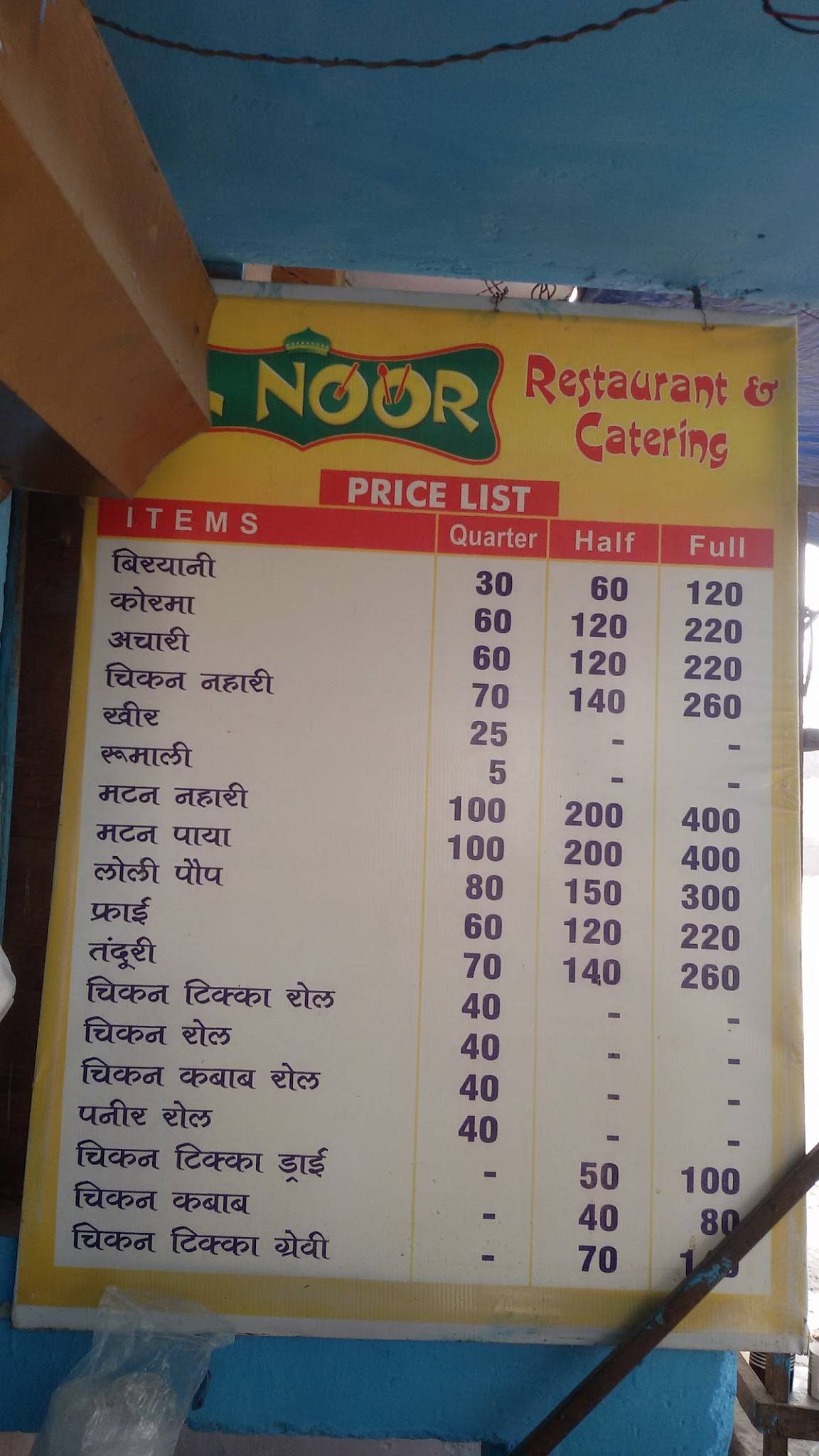 Menu at Al Noor, New Delhi, Shop No. E-112