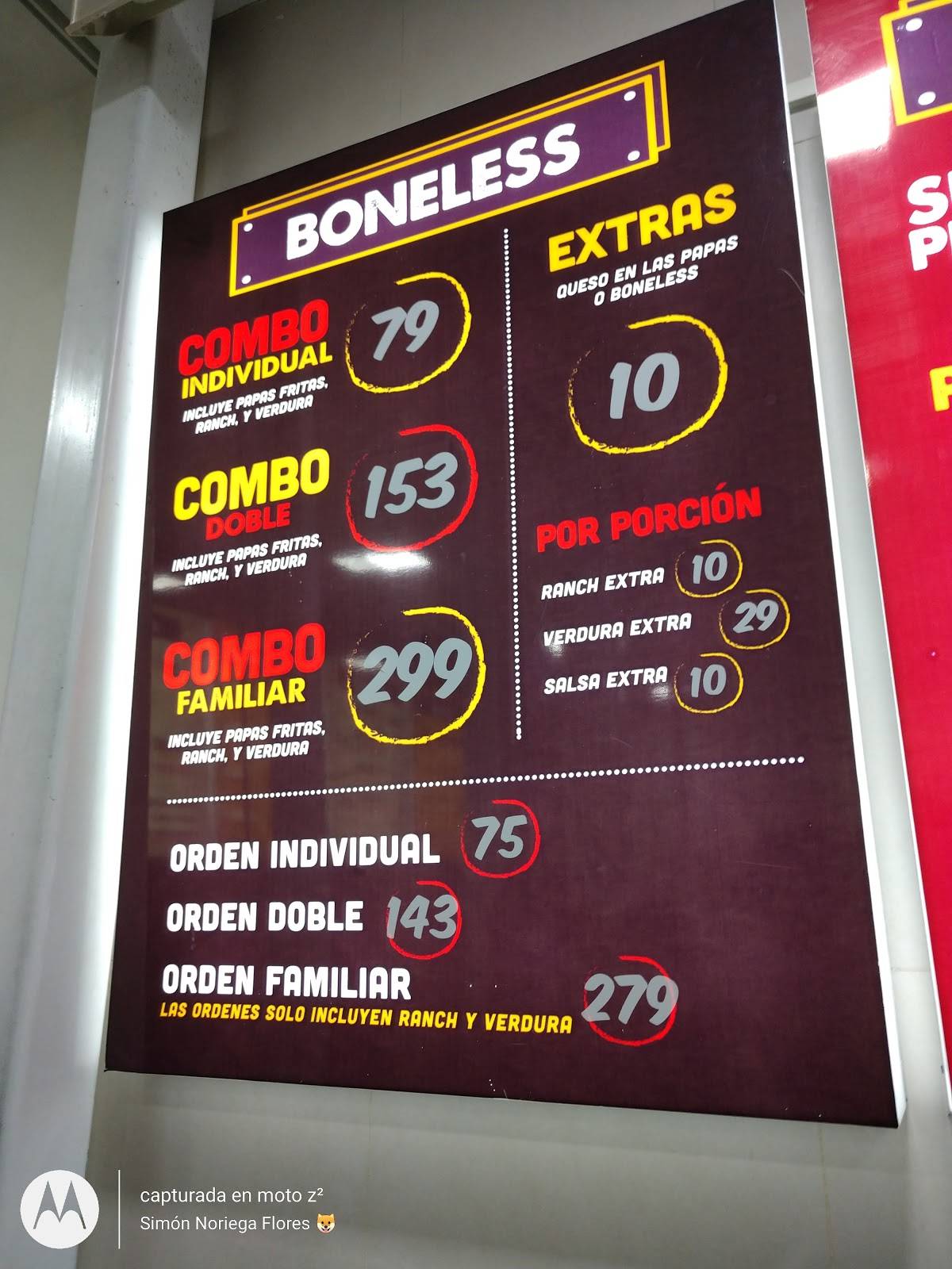 Menu at Alabama Fried Chicken restaurant, Ciudad Juarez, Ejercito y