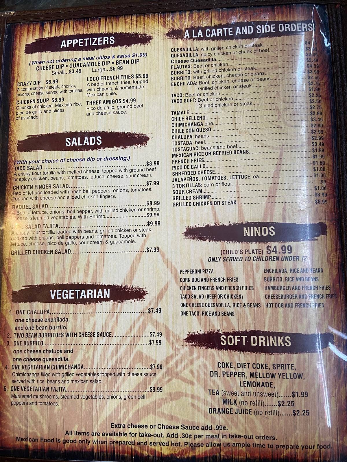 Menu at Alamitos Mexican Restaurant, Cullman