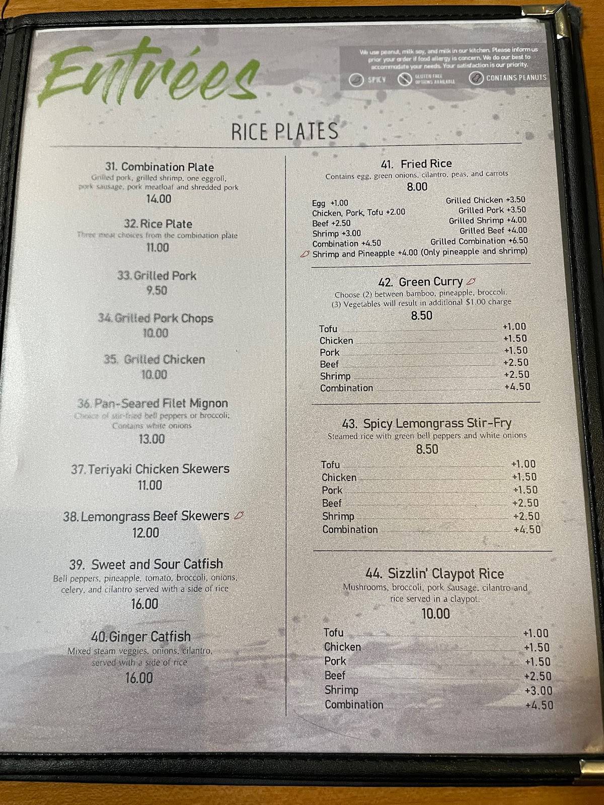 Menu at Basil Leaf Vietnamese Restaurant, Albuquerque