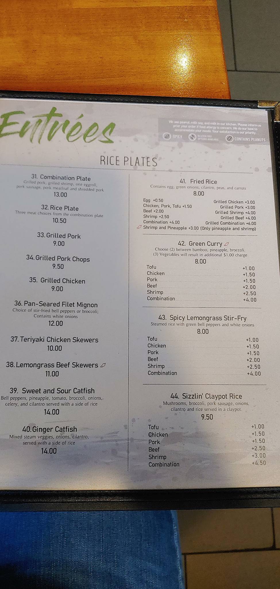 Menu at Basil Leaf Vietnamese Restaurant, Albuquerque