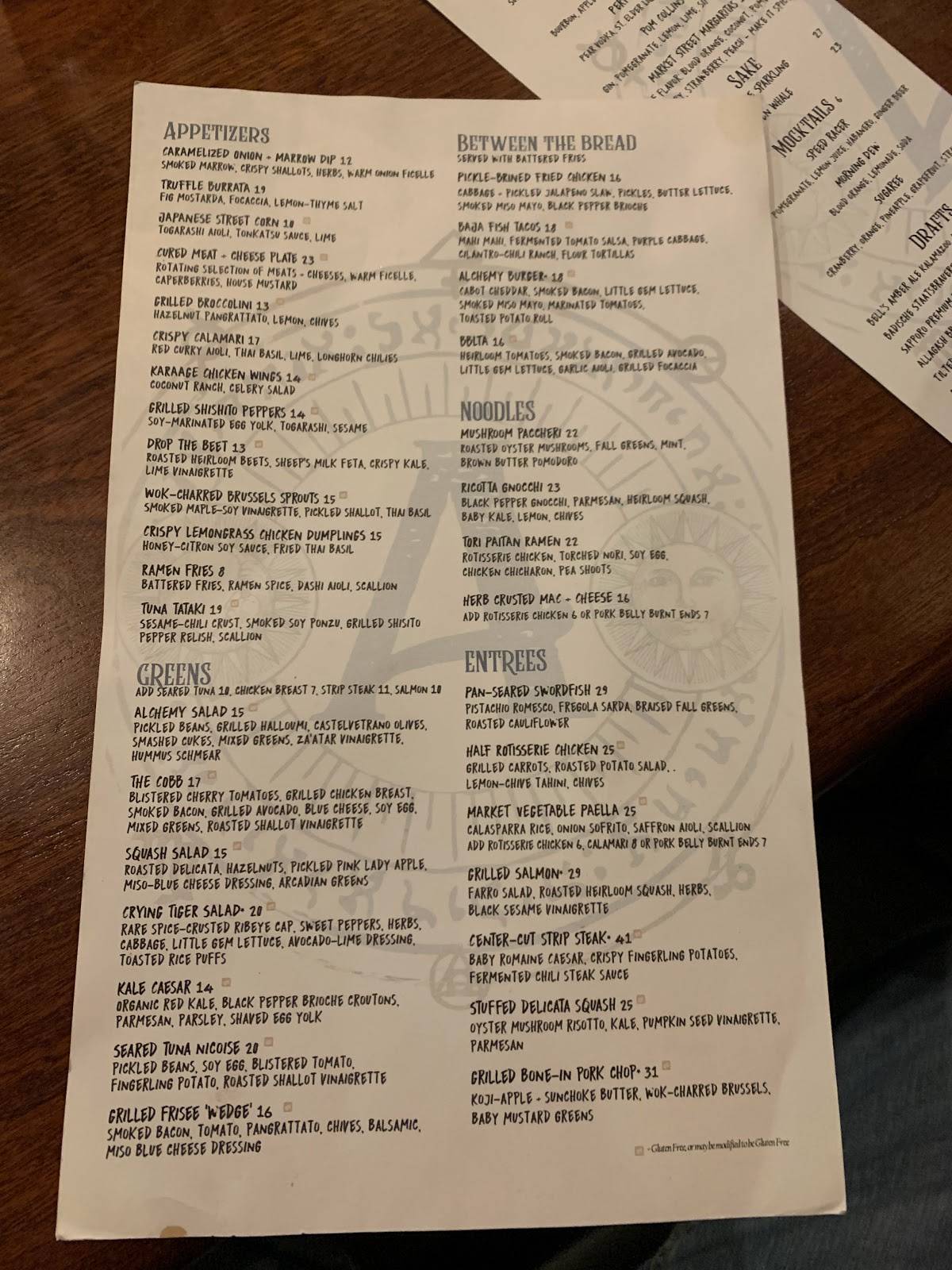 Menu at Alchemy Lynnfield restaurant, Lynnfield