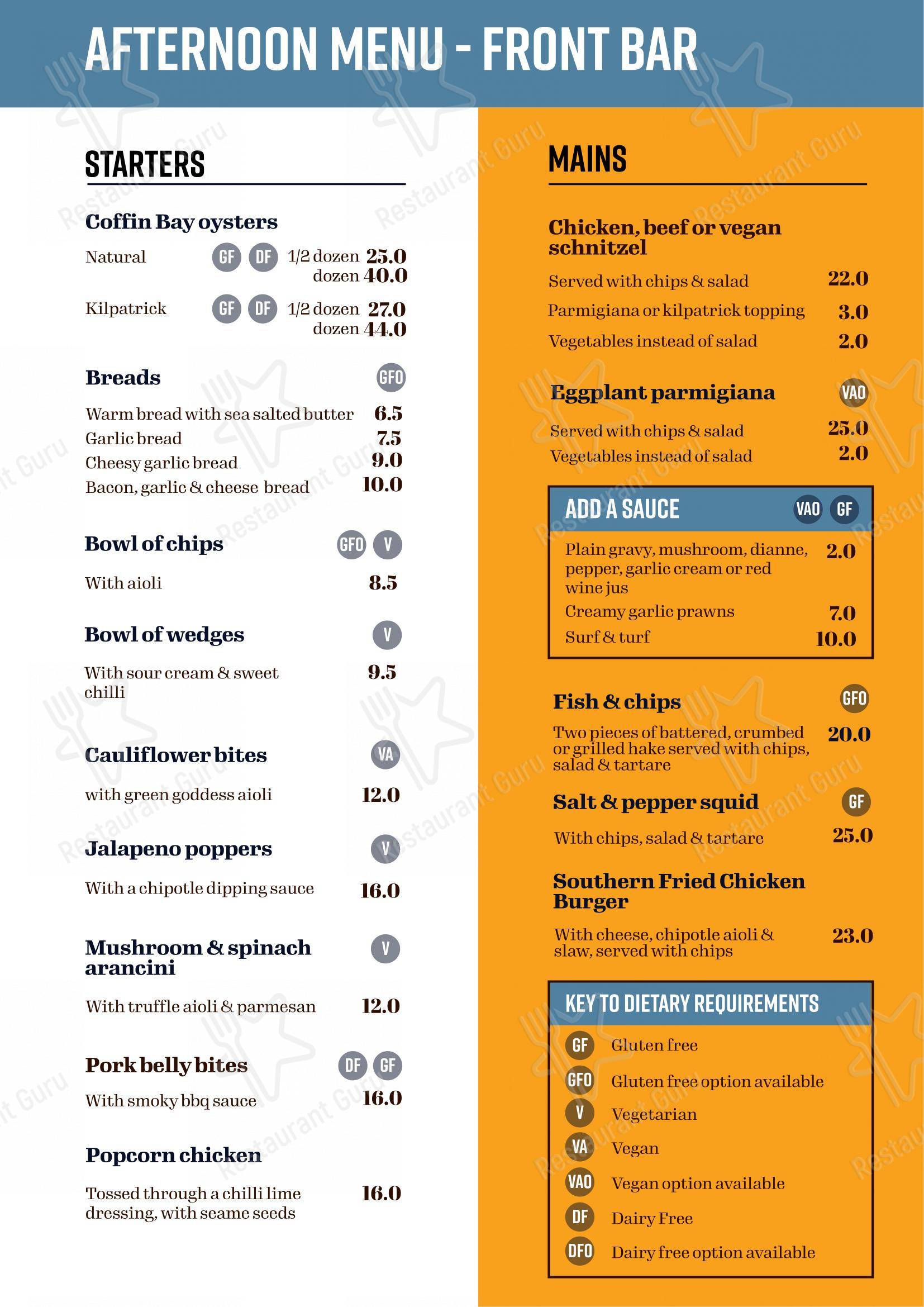Menu at Aldinga Hotel pub & bar, Aldinga