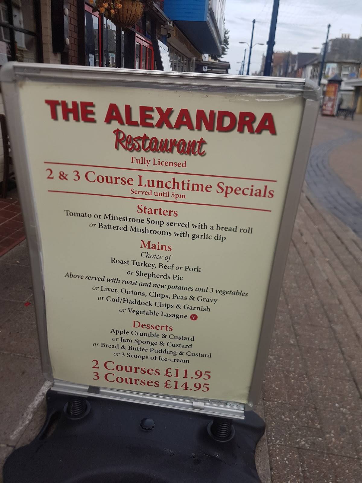 Menu at Alexandra Restaurant, Great Yarmouth