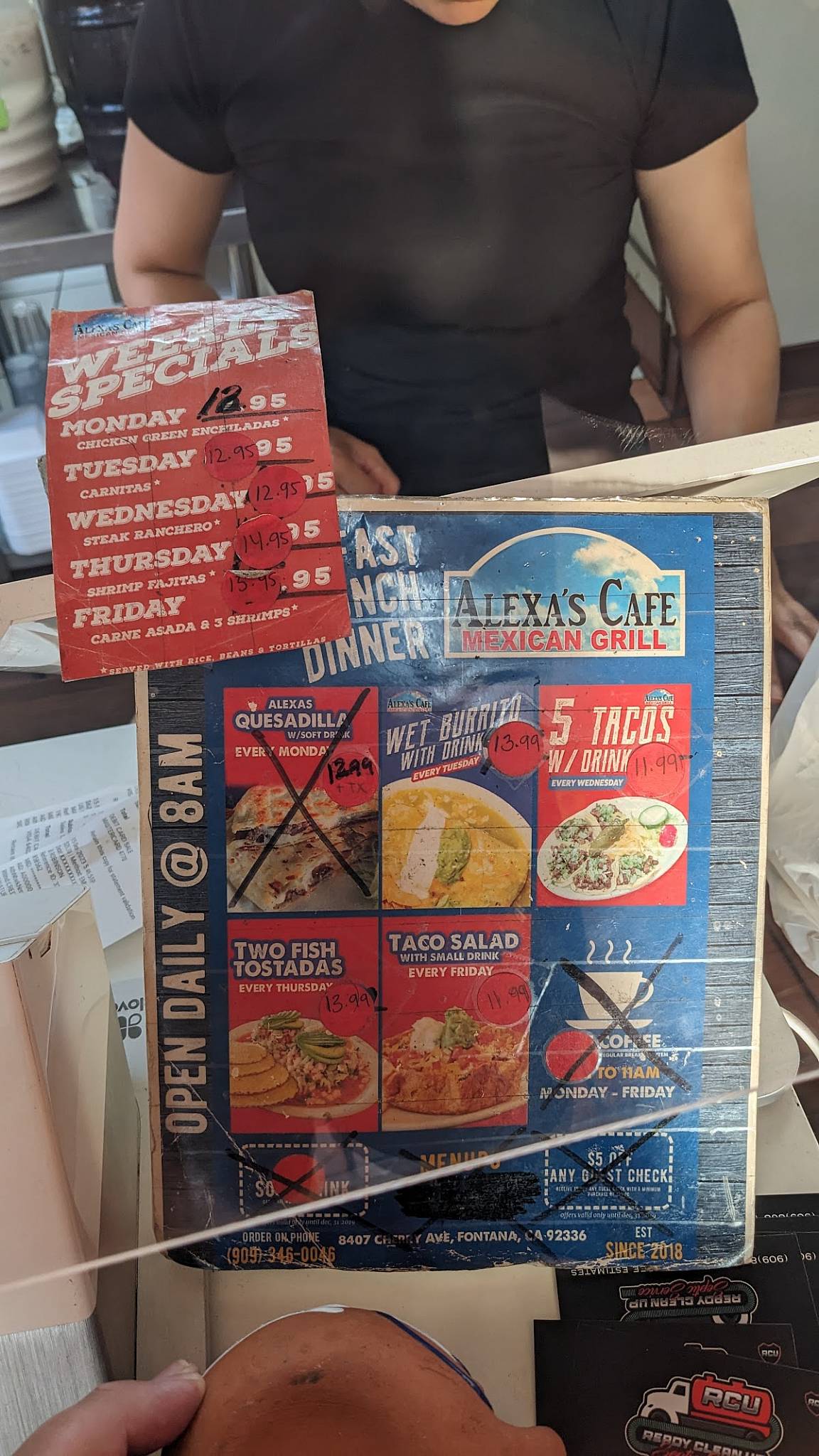 Menu at Alexa’s Cafe Mexican Grill, Fontana, Cherry Ave