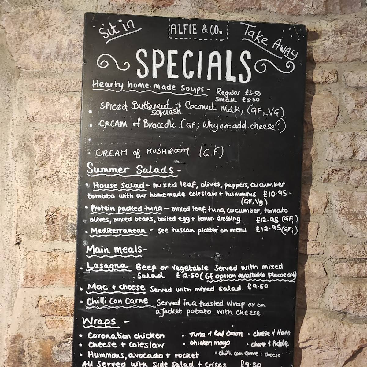 Menu at Alfie & Co Country Coffee House, Drymen