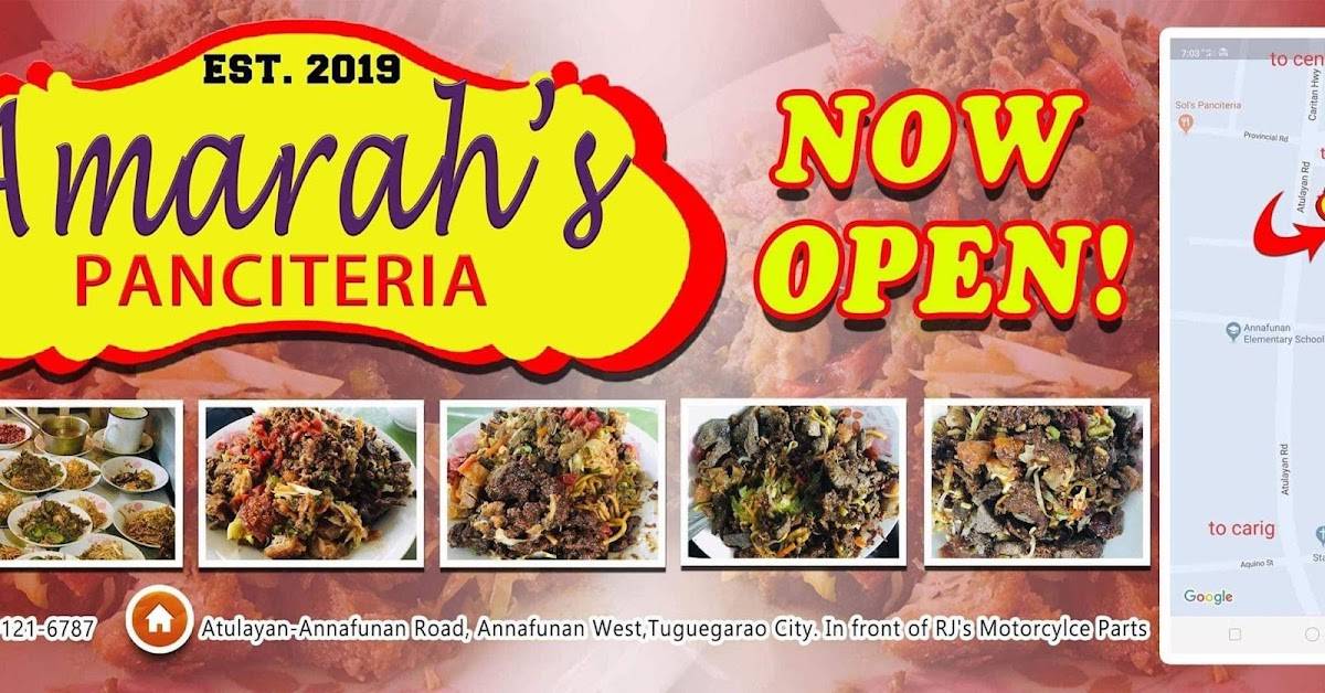 Menu at Amarah's pansiteria restaurant, Tuguegarao City