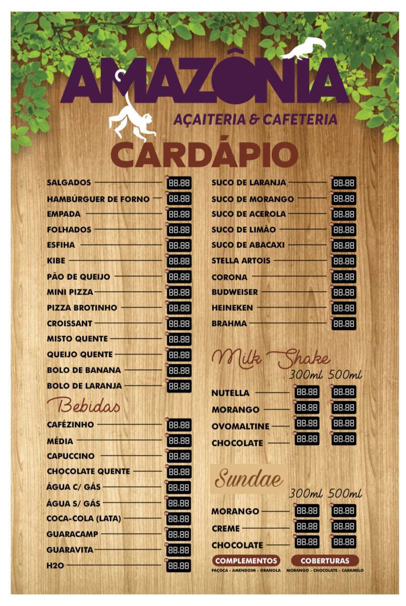 Menu em Amazônia açaiteria, Nova Iguaçu