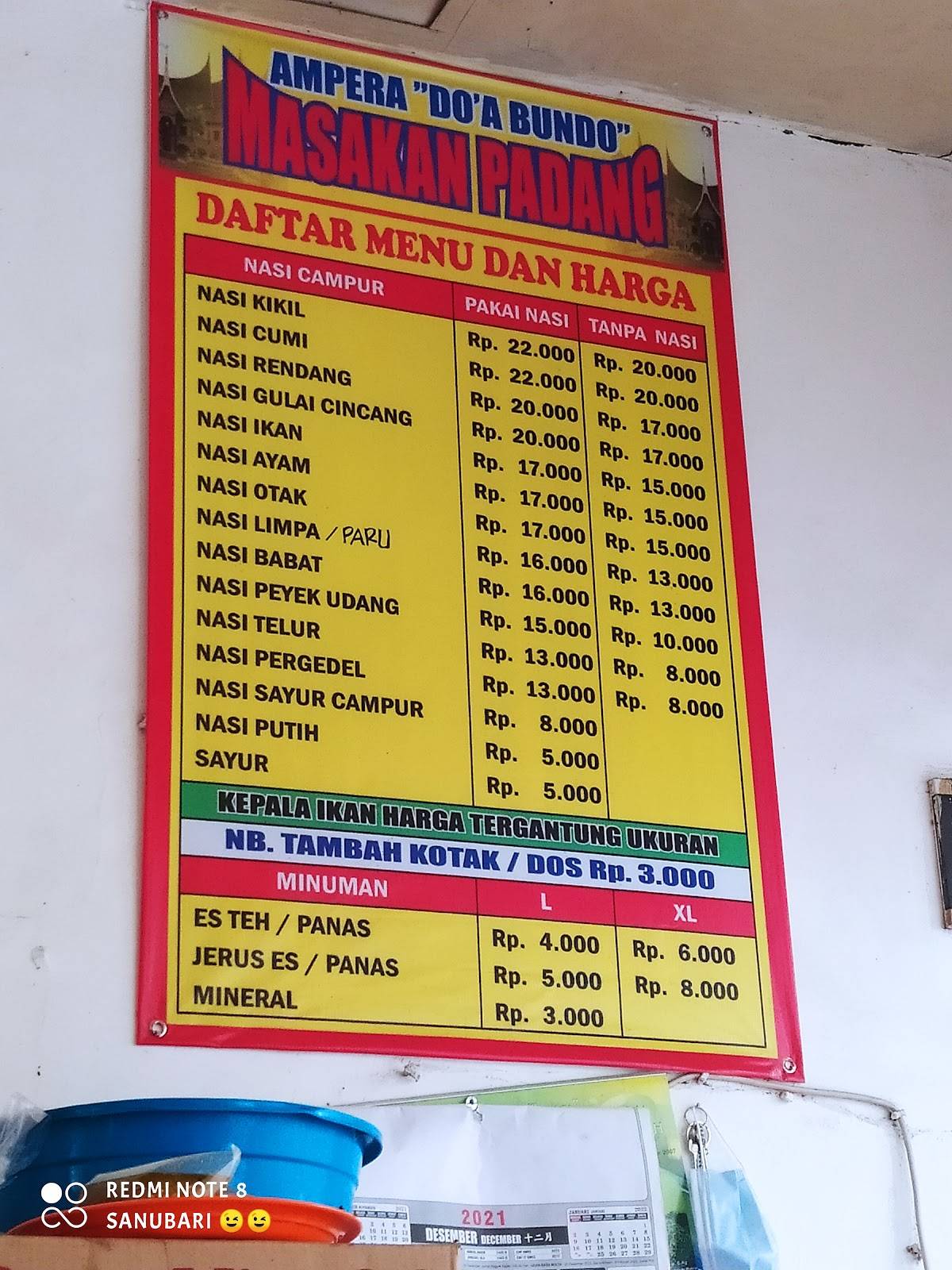 Carta del restaurante Ampera Doa Bundo, Surabaya, PQV5+J65