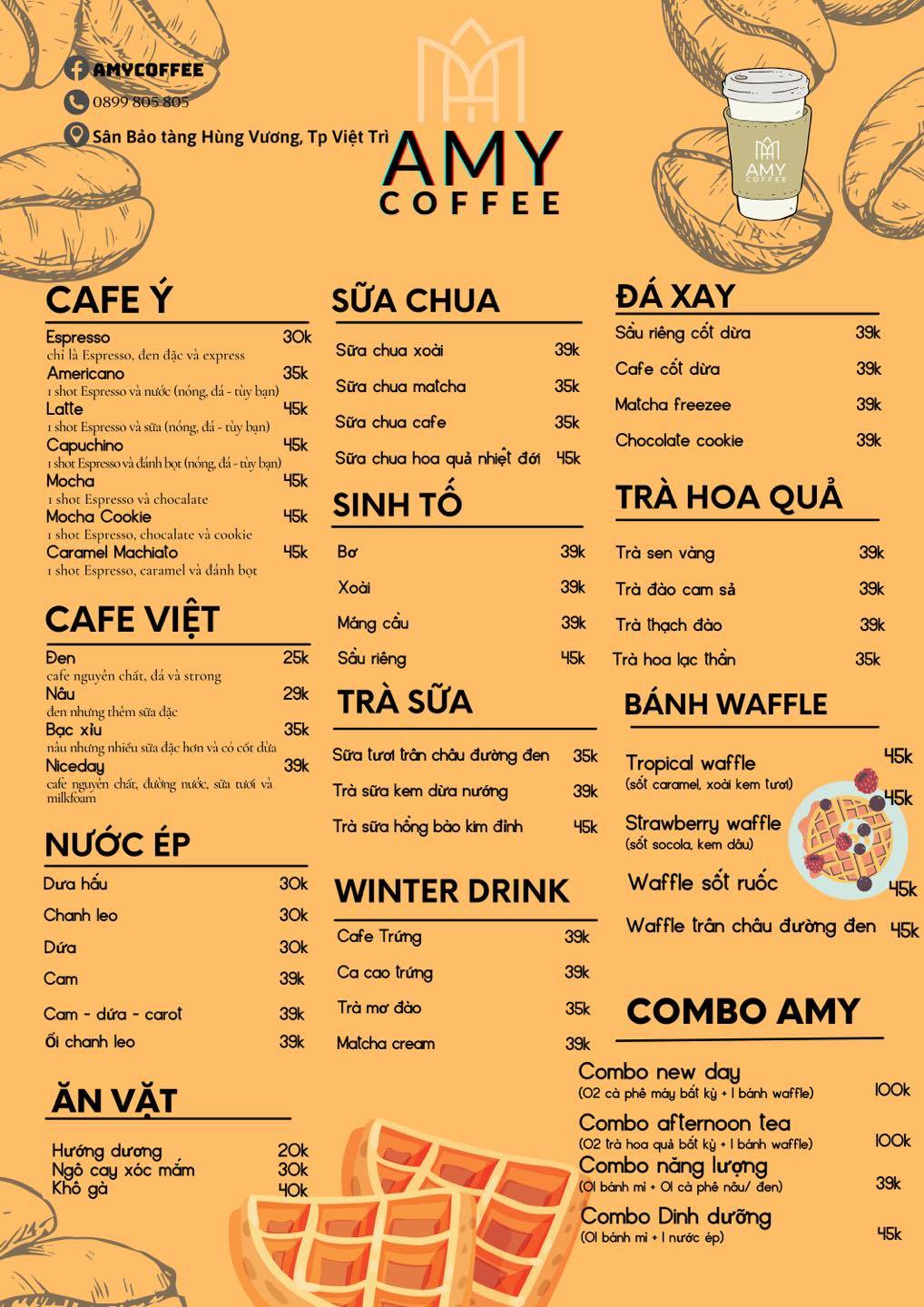 Menu at Amy Coffee, Việt Trì