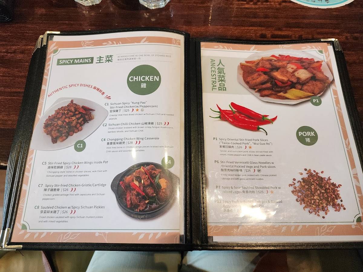 Menu at Ancestral Restaurant at 35 Riccarton Road, Christchurch