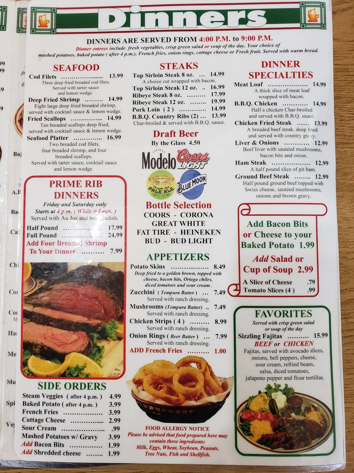 Menu at Vittles Family Restaurant, Anderson