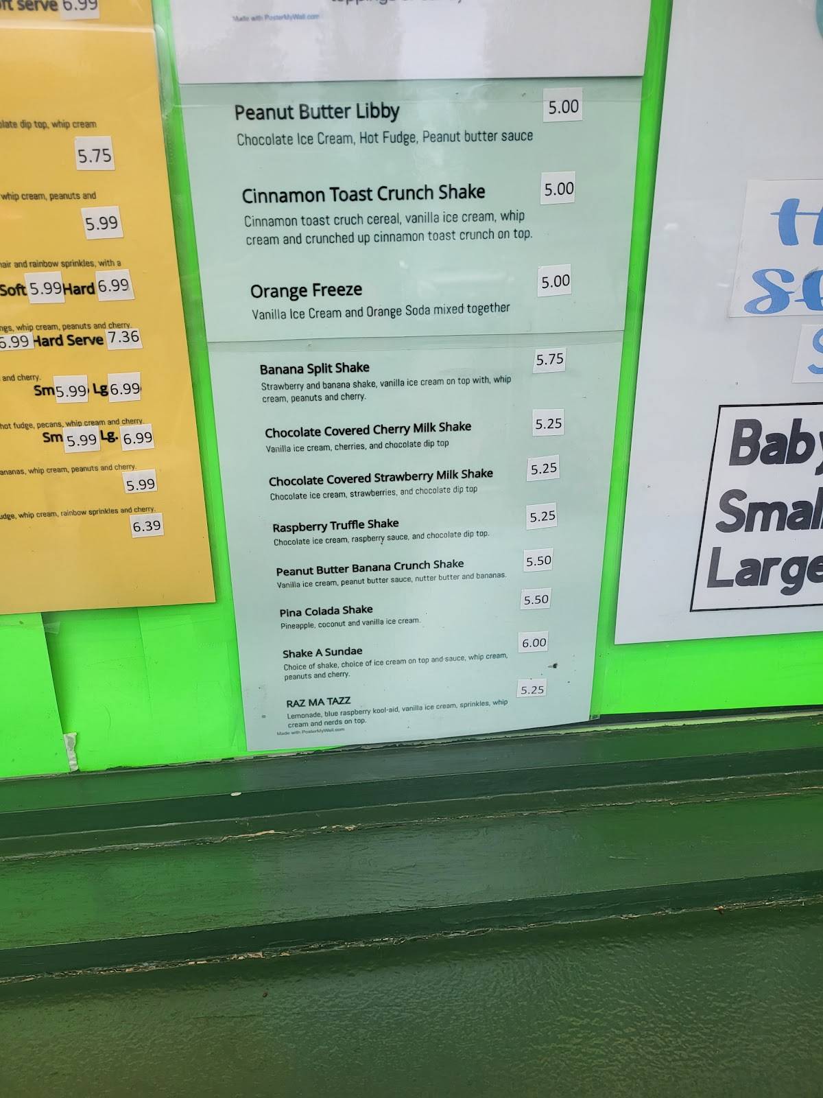 Menu at Anderson's Mill Pond Dairy Bar, Hodgdon