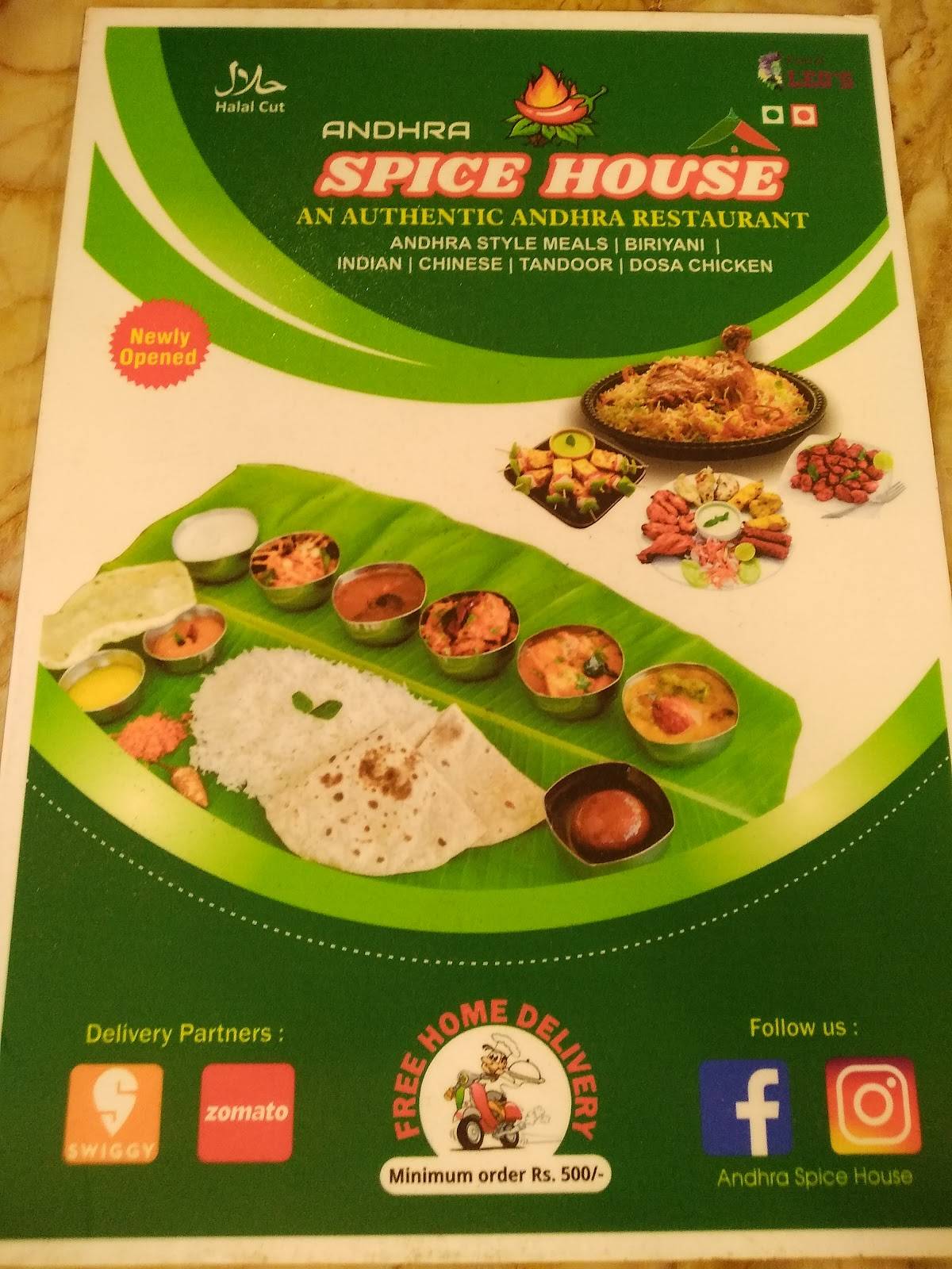 Menu at Andhra Spice House, Bengaluru
