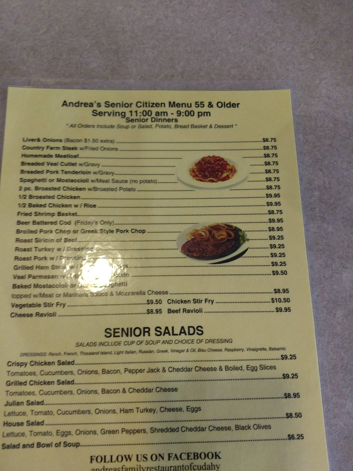 Menu at Andrea’s Family Restaurant, Cudahy