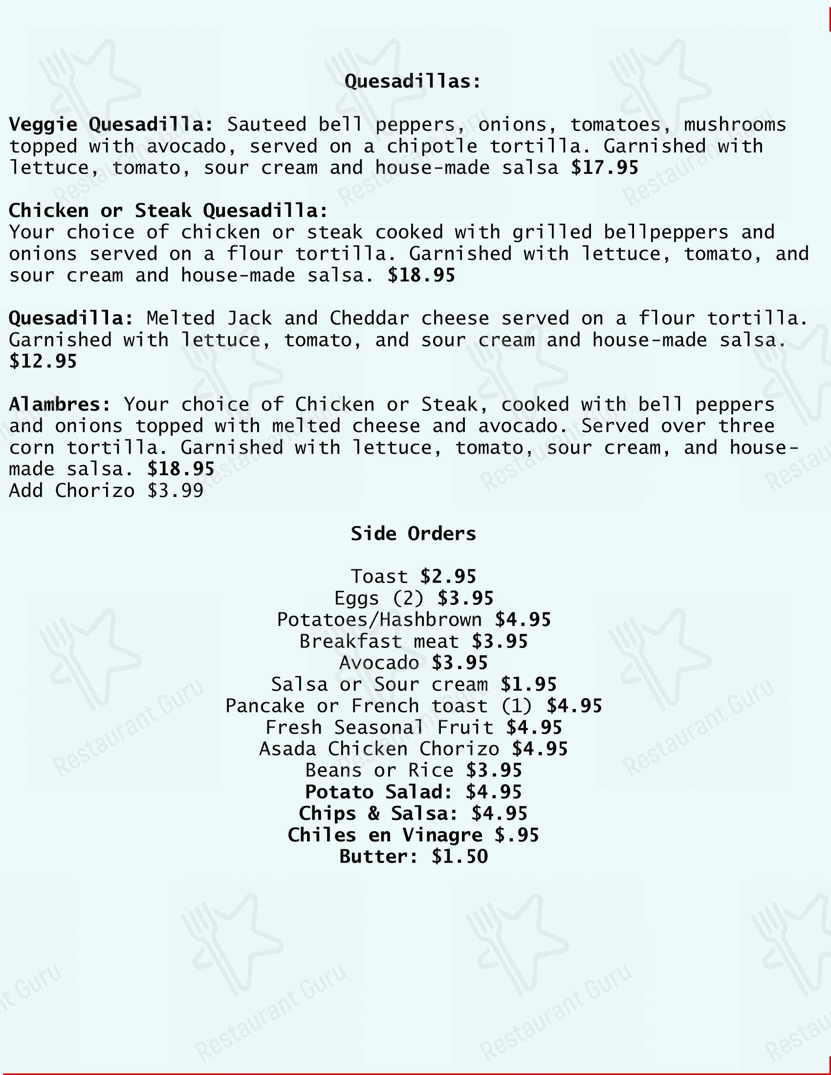 Menu at Angelina's Bakery, Seaside