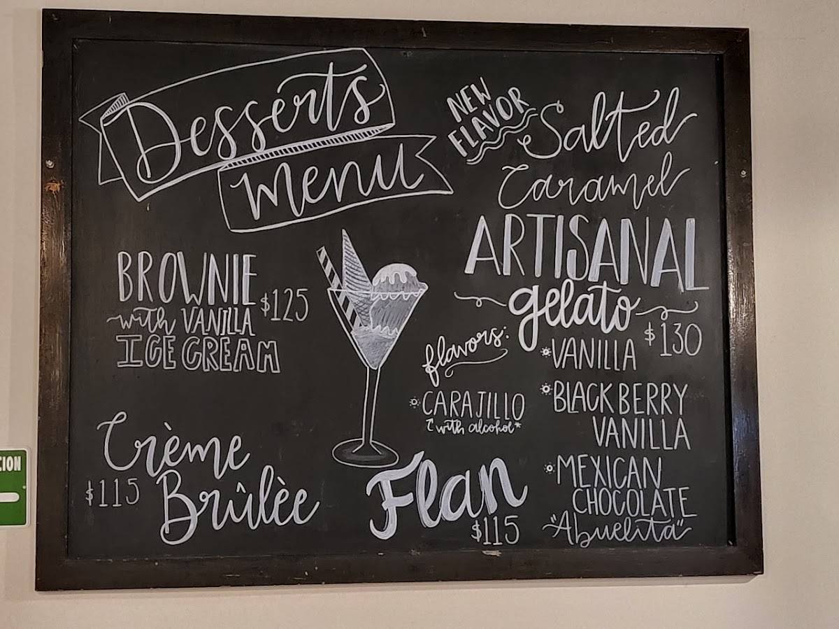 Menu at Angelina's Kitchen restaurant, Mazatlán