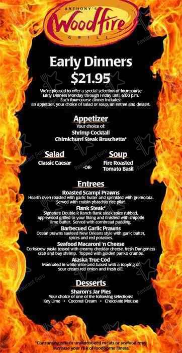 Menu at Anthony's Woodfire Grill restaurant, Everett