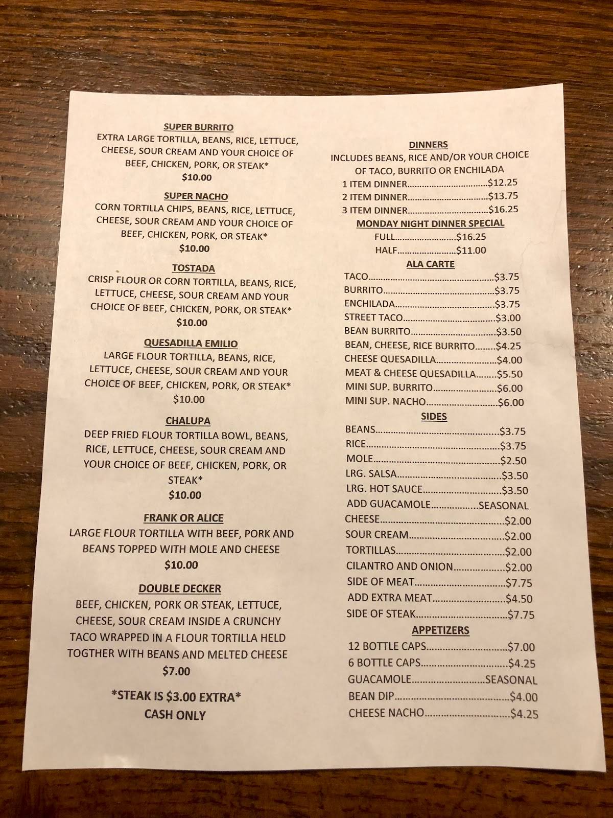 Menu at Antlers Tavern pub & bar, Pinole