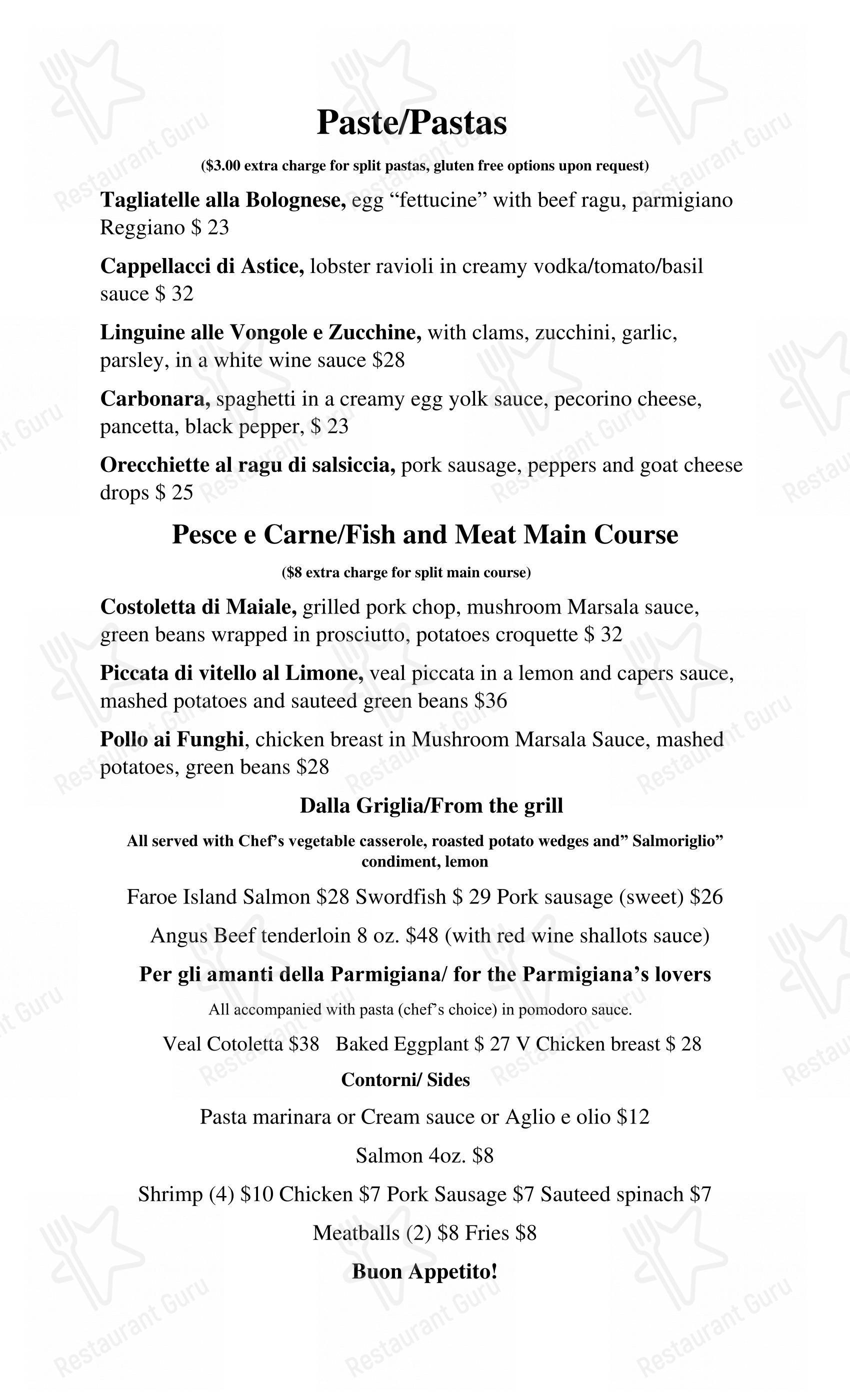 Menu at Apulia Osteria Italiana desserts, Placida, Placida Rd #15