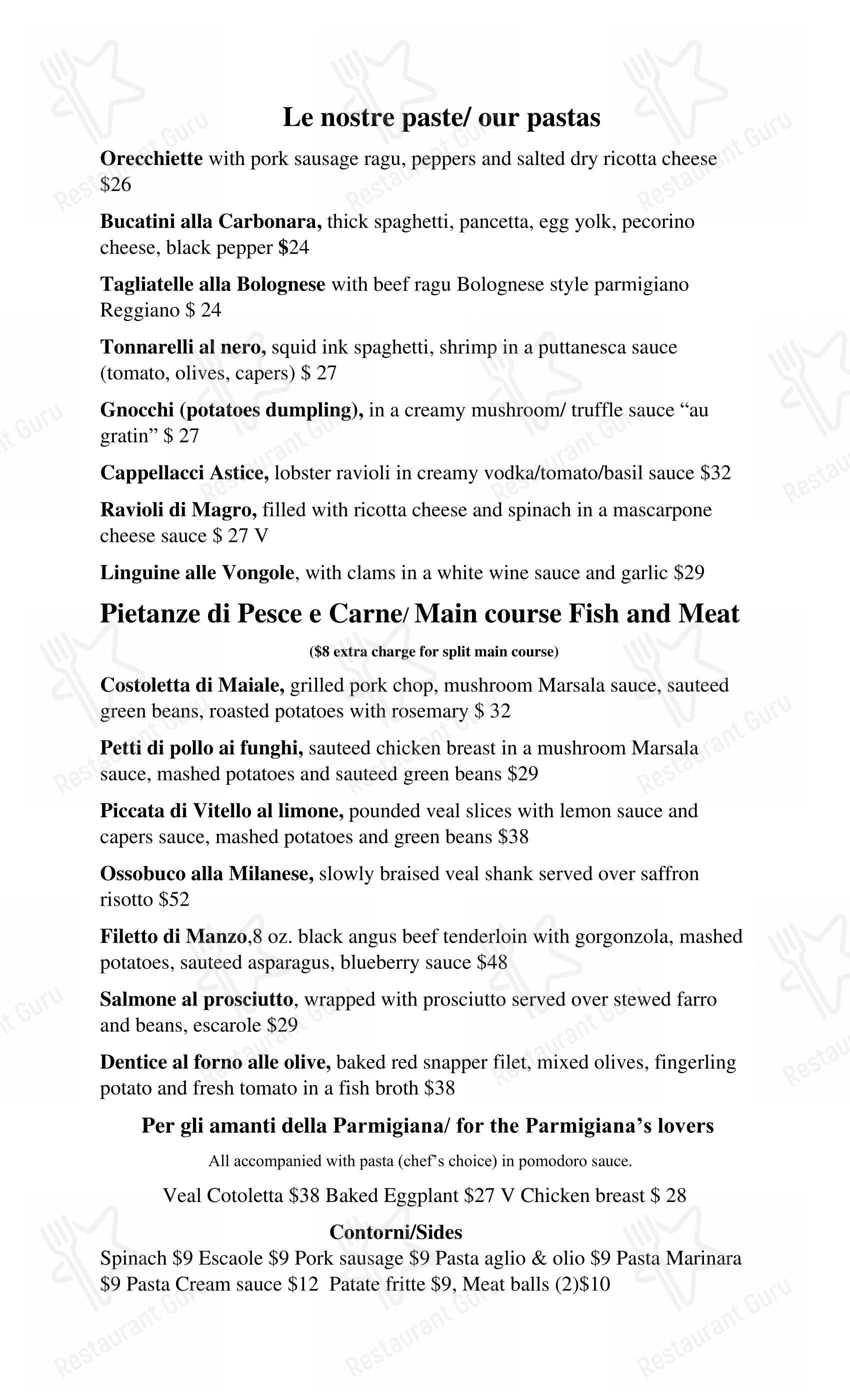 Menu at Apulia Osteria Italiana pub & bar, Placida, Placida Rd #15