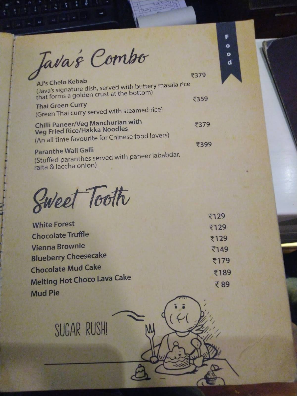 Menu at Aqua Java Plush, Kolkata, City Centre