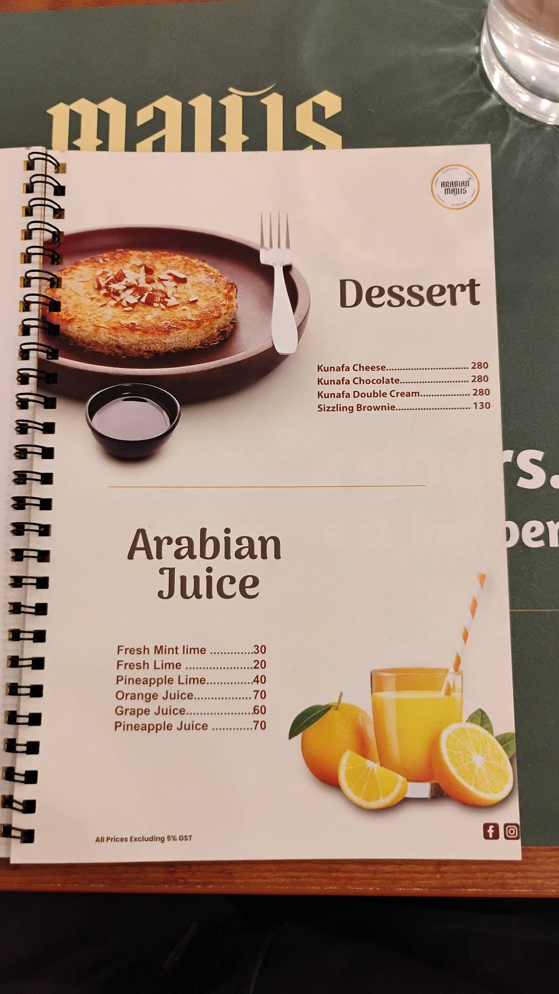 Menu at Arabian Majlis Chungam-Calicut, Feroke