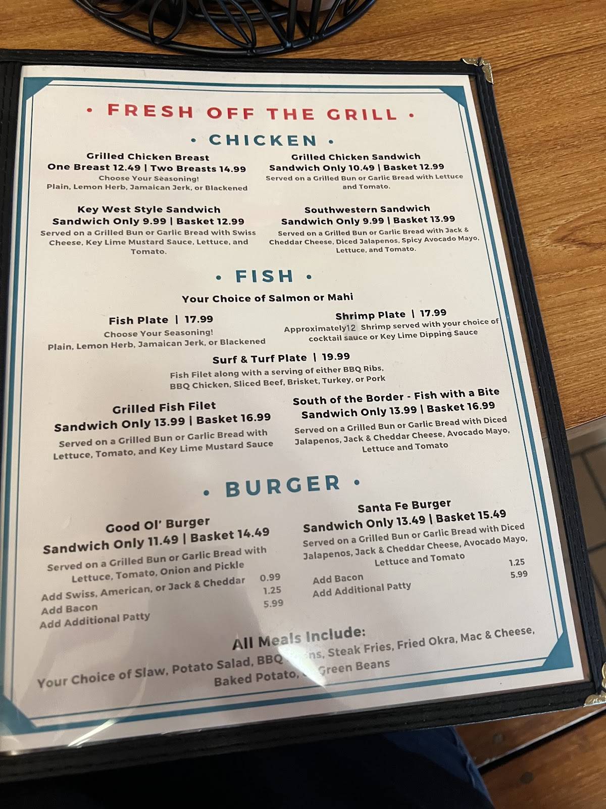 Menu at Slim's Bar-B-Q, Arcadia