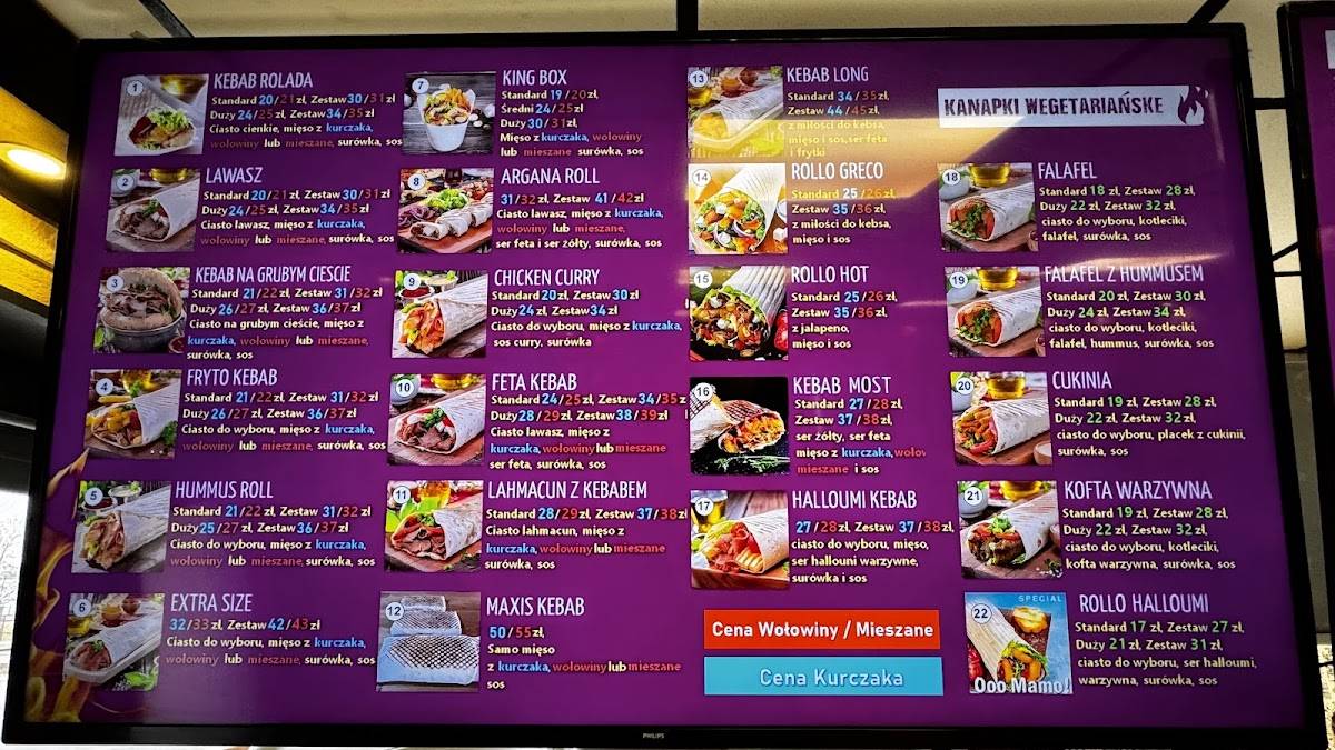 Menu at Argana Kebab restaurant, Raszyn