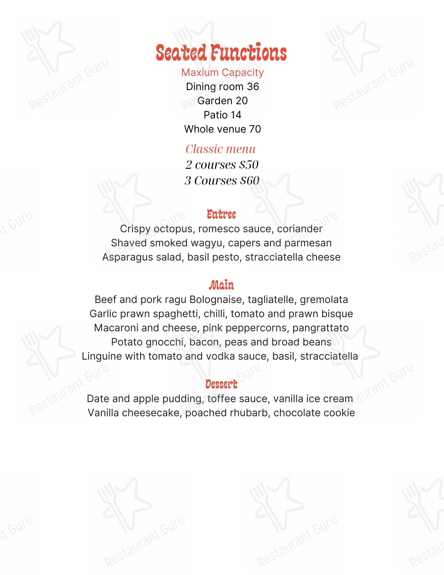 Menu at Arlo Wine Bar, Portarlington