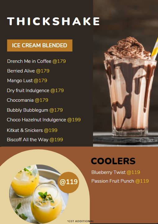 Menu at Art Of Indulgence - A Cafe, Bengaluru, 15th Cross Rd