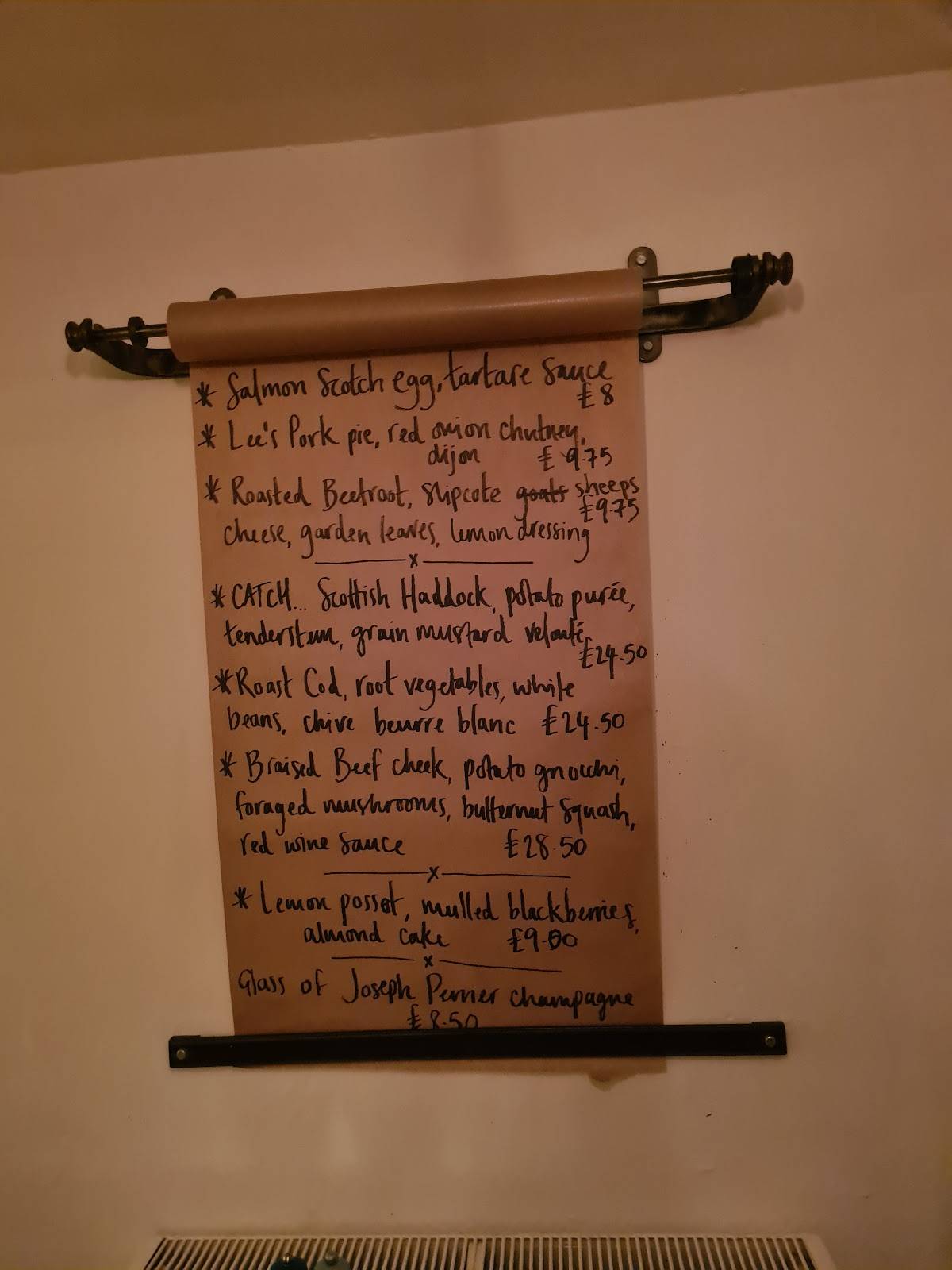 Menu at The Parsons Table restaurant, Arundel