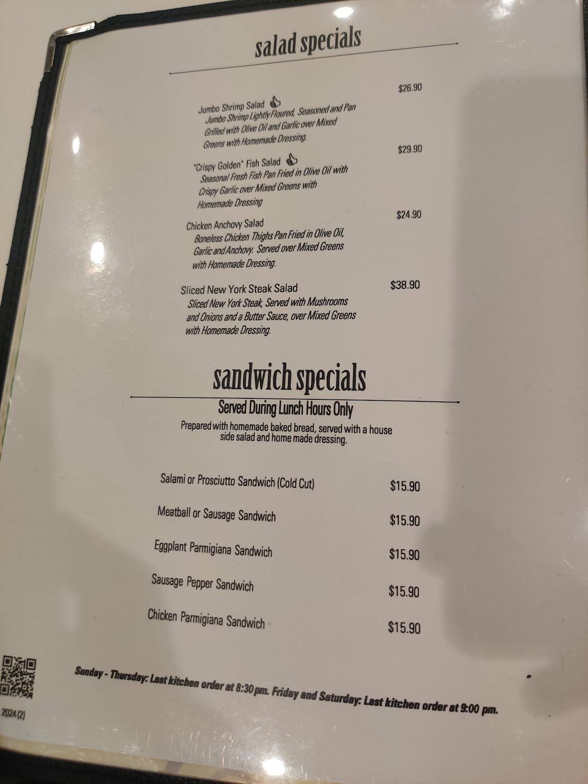 Menu at Assaggio restaurant, Honolulu, Ala Moana Blvd Suite 1259