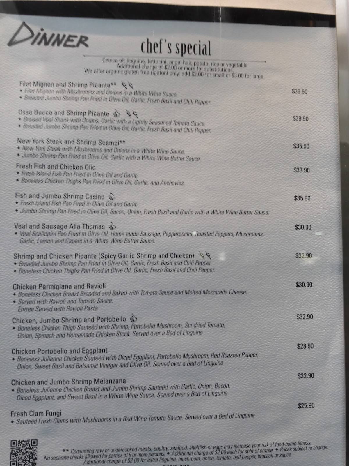 Menu at Assaggio restaurant, Honolulu, Ala Moana Blvd Suite 1259