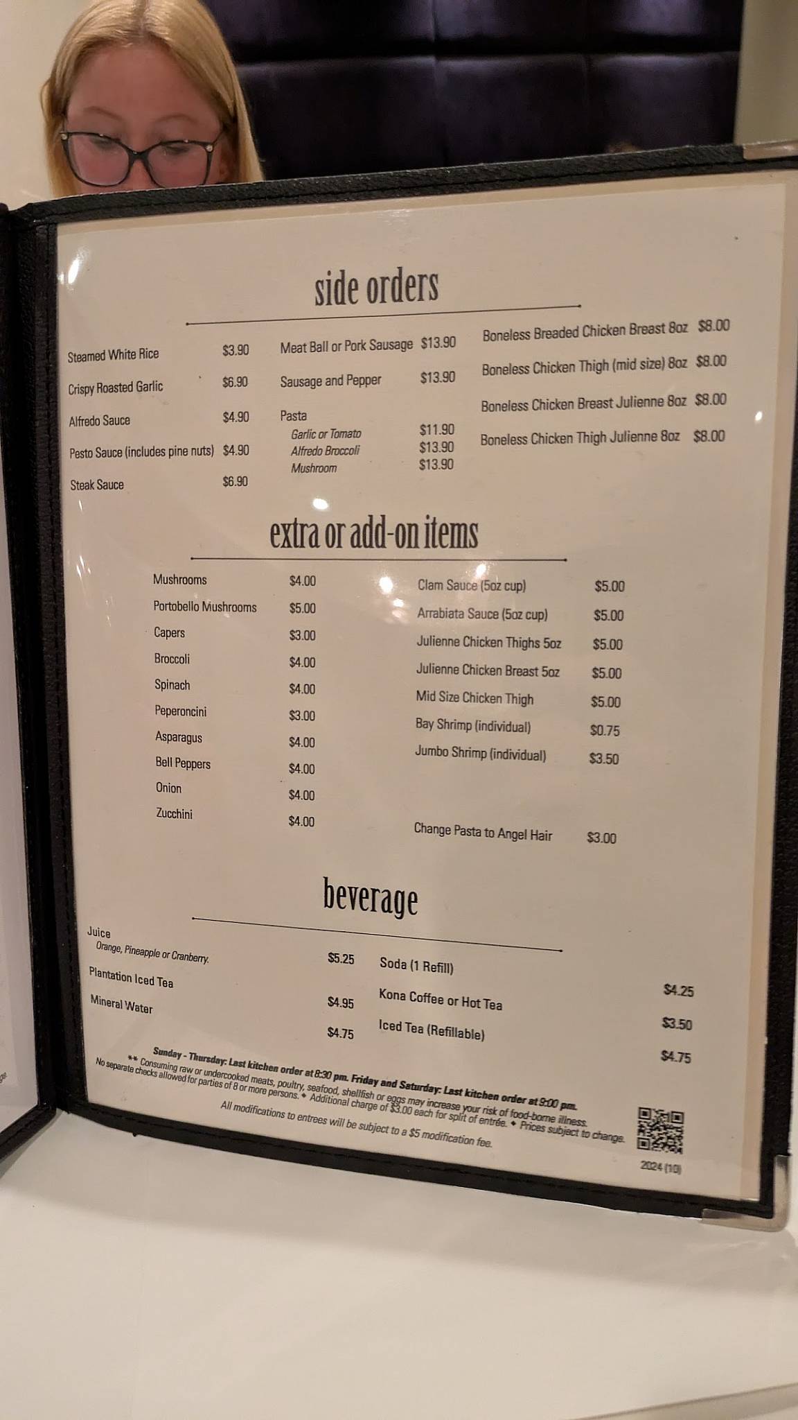 Menu at Assaggio restaurant, Honolulu, Ala Moana Blvd Suite 1259