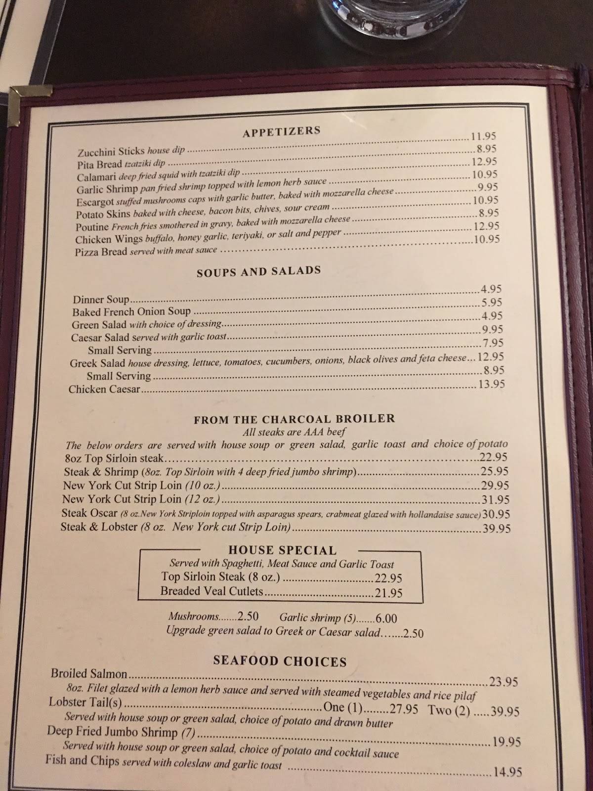 Menu at Astros Restaurant, Edmonton