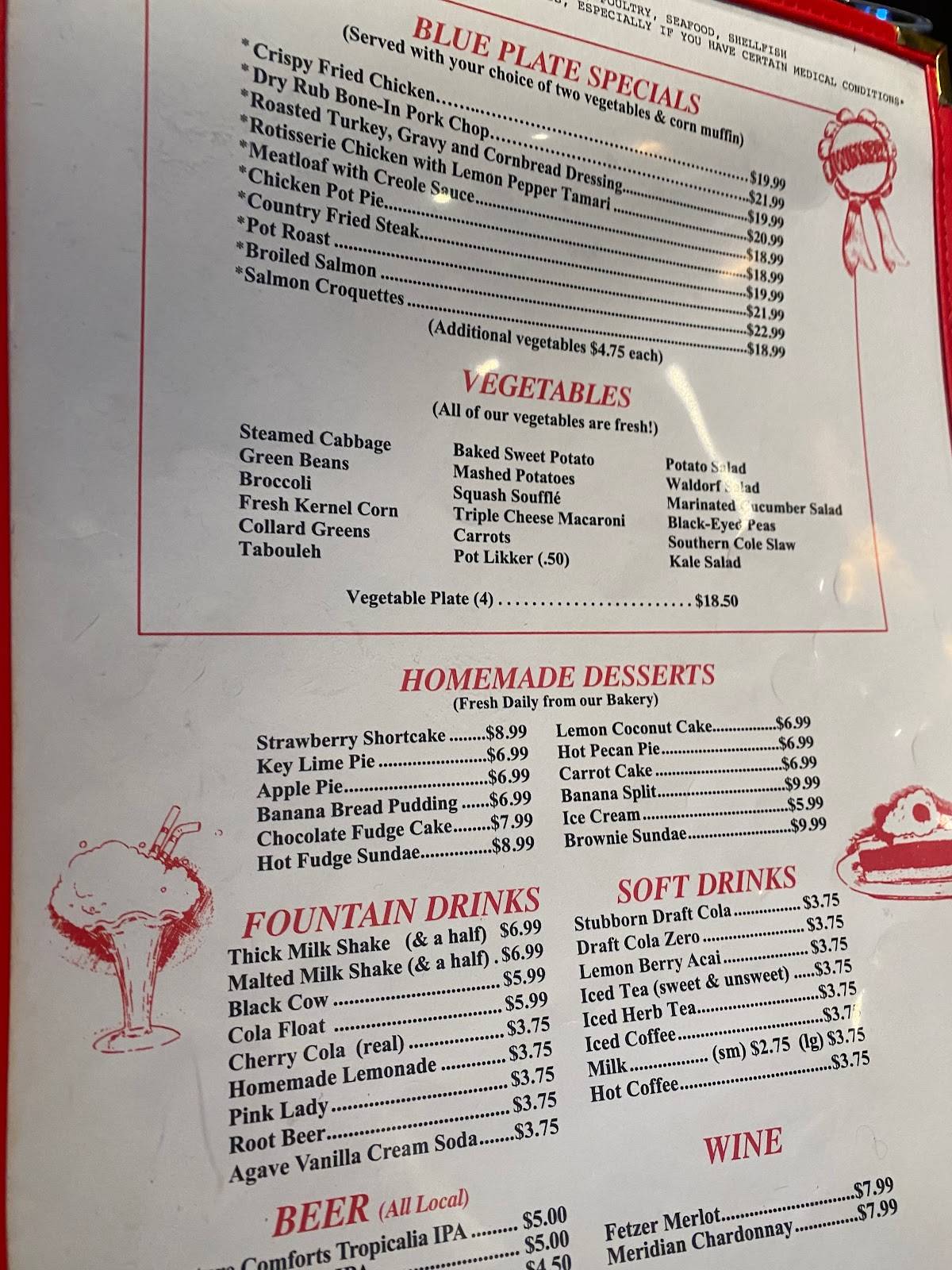 Menu at OK Cafe, Atlanta