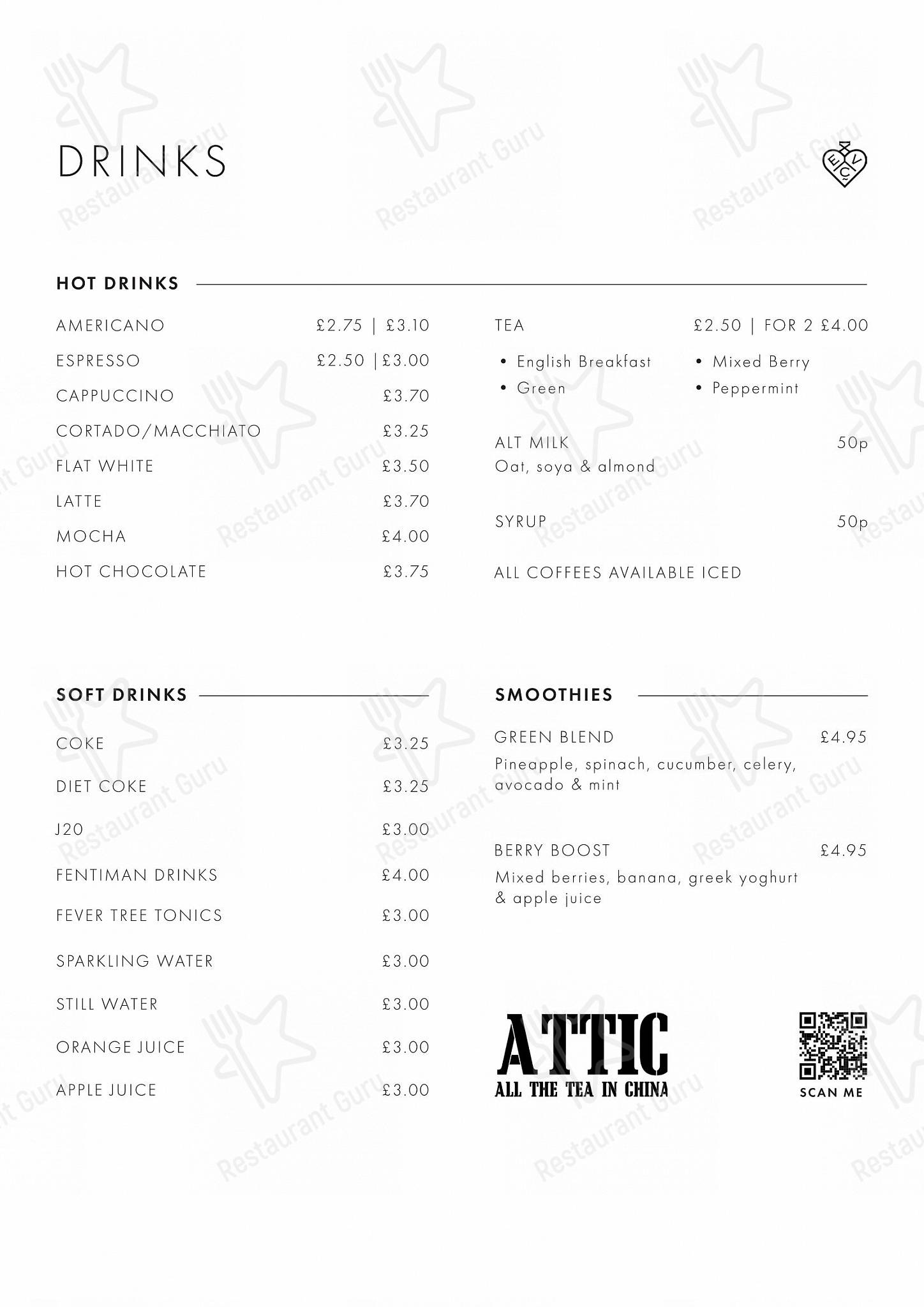 Menu at Attic cafe, Hai Phong