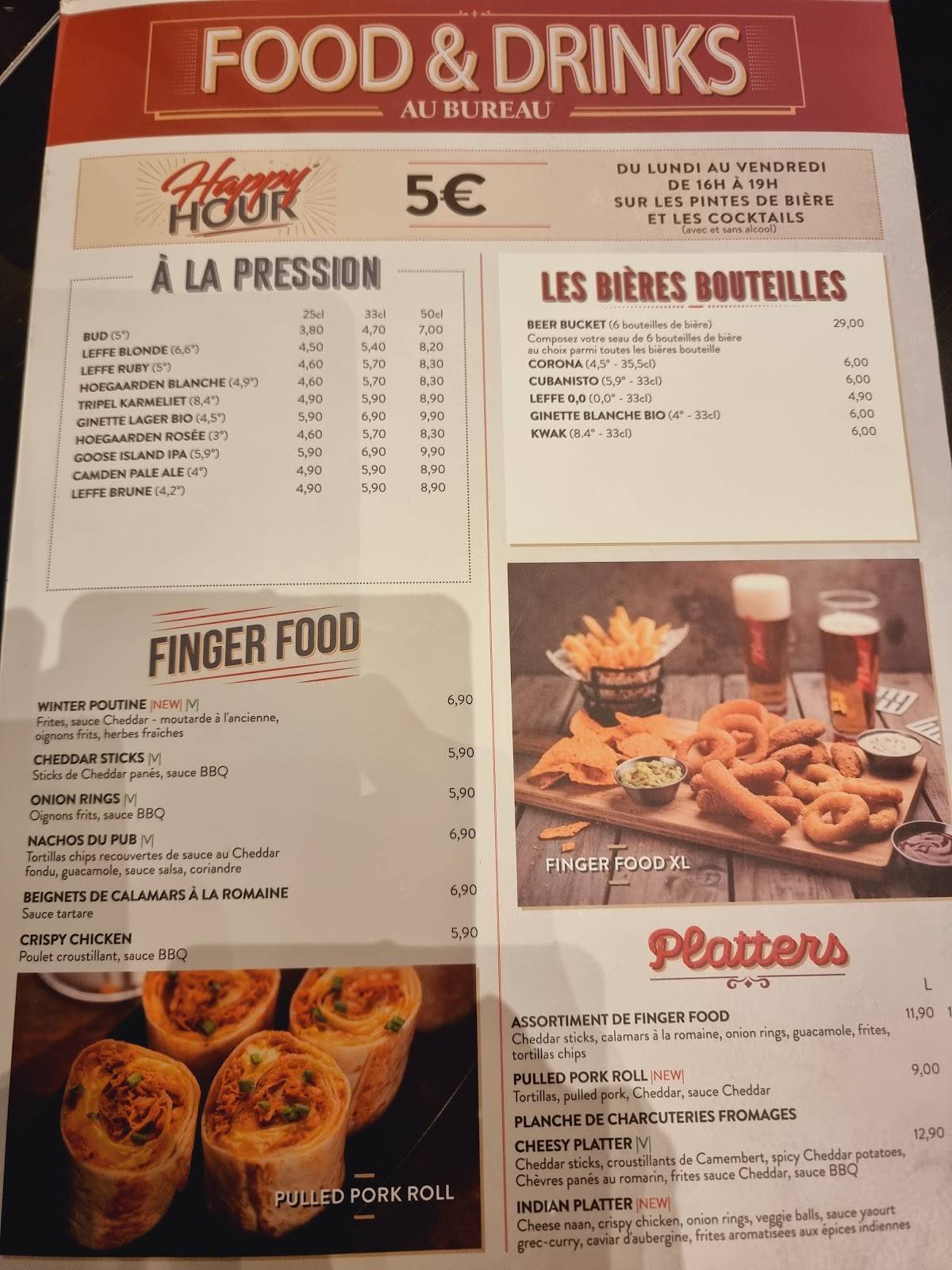 Menu au Au Bureau restaurant, Reichstett, Shopping Promenade Cœur Alsace