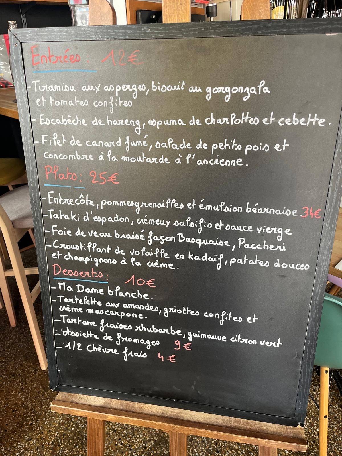 Menu au Au Rez-De-Chaussée restaurant, Bourges