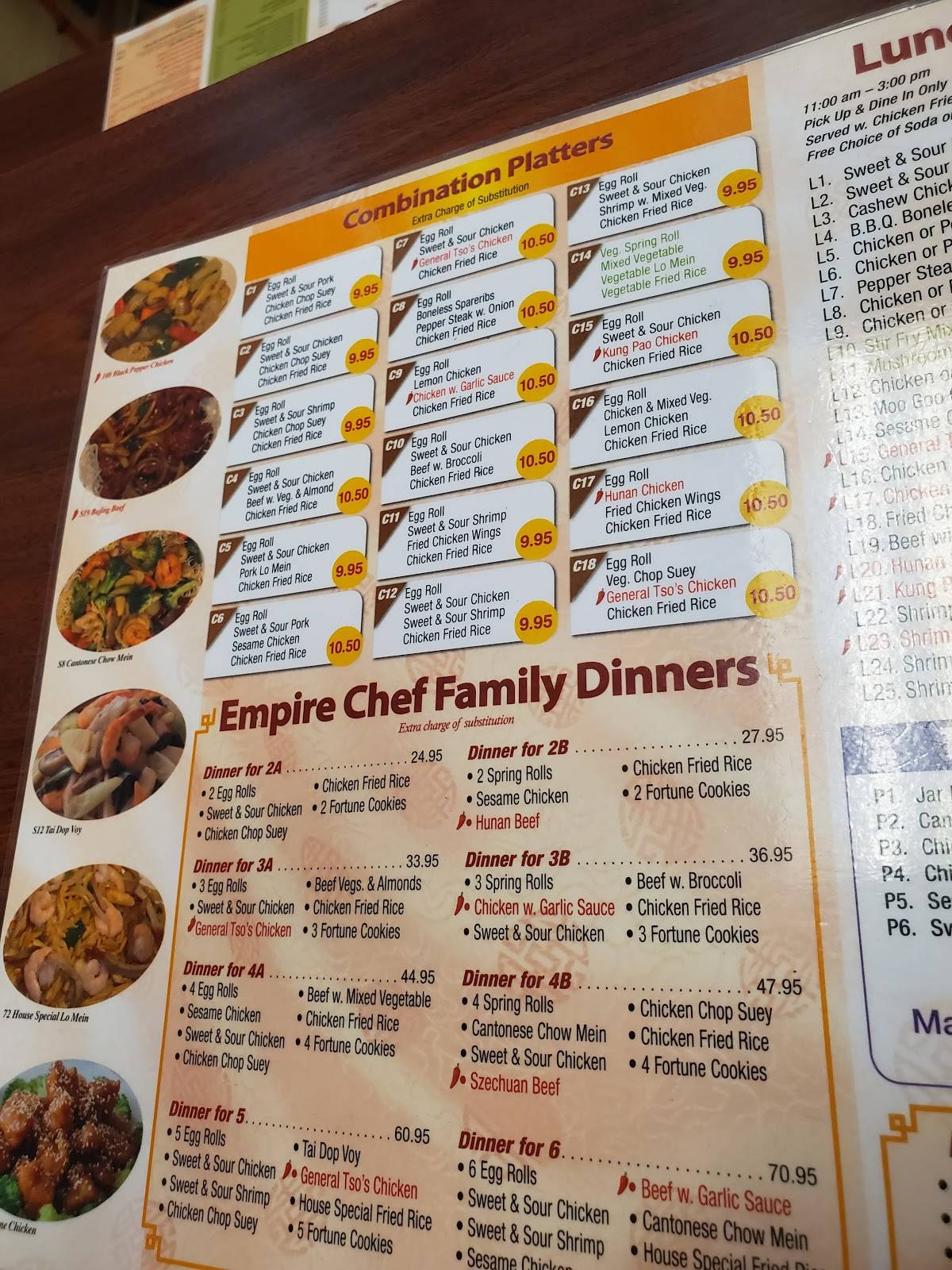 Menu at Empire Chef restaurant, Aurora, Yonge St
